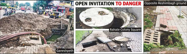 Manholes: Open Manholes Posing Danger To Road Users | Nagpur News ...