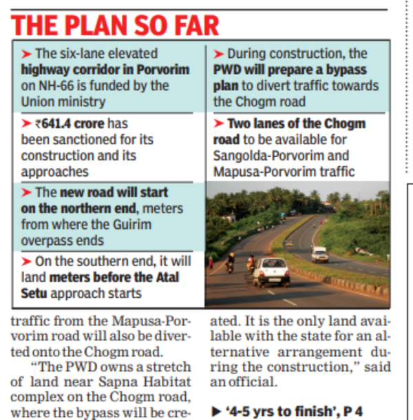 Construction: In Goa, PWD to create bypass for work on Porvorim ...