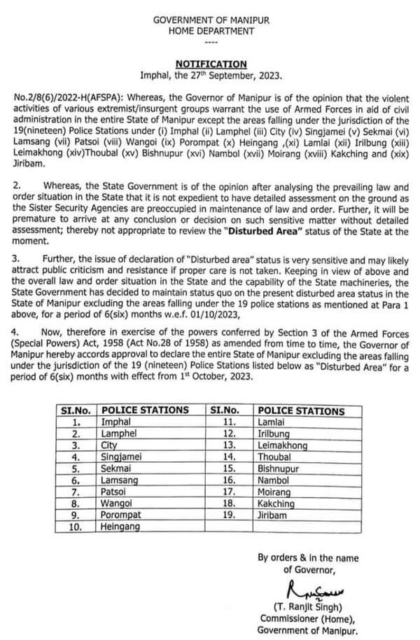 Violence in Manipur: AFSPA extended in Manipur for 6 months from Oct 1 ...
