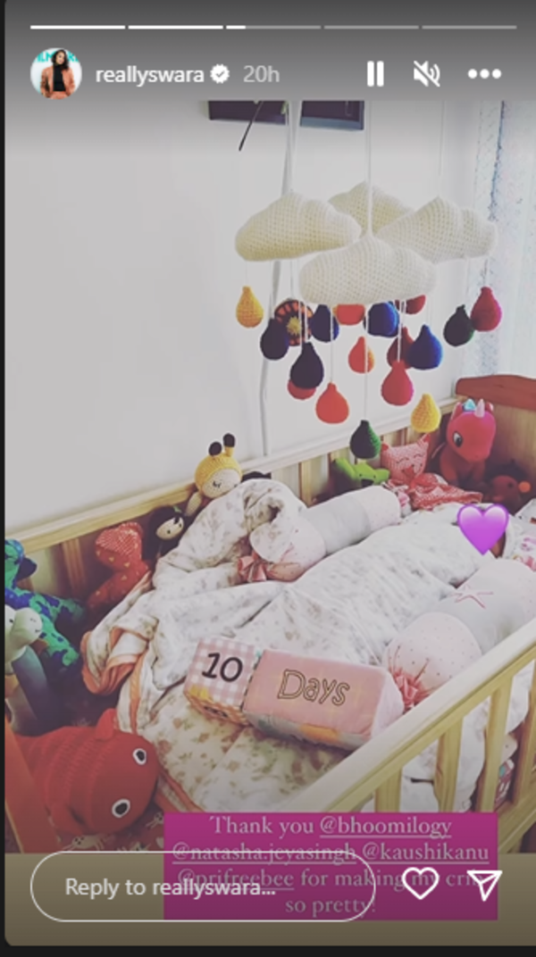 Swara Bhasker gives a peek of baby girl Raabiya sleeping in her ...