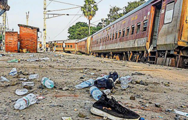 Scattered Shoes: Bihar train accident: Scattered shoes, clothes, food ...