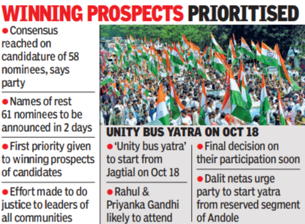 Congress Candidates List 2023: Telangana Congress 1st list today, 58 ...