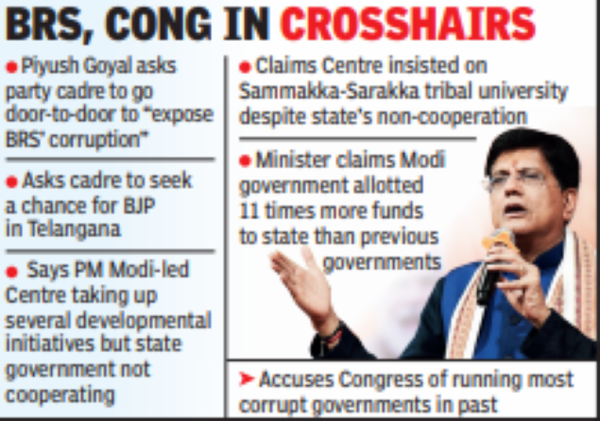 People will teach BRS a fitting lesson: Goyal | Hyderabad News - Times ...
