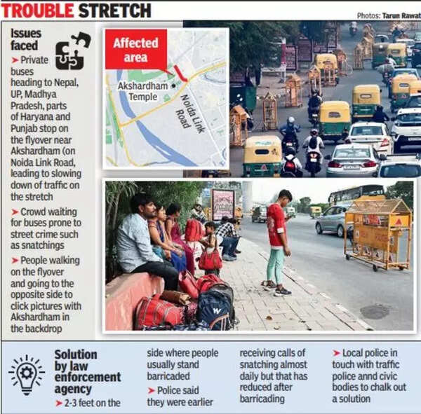 Delhi: Barricades near Akshardham to keep street crime at bay | Delhi News - Times of India