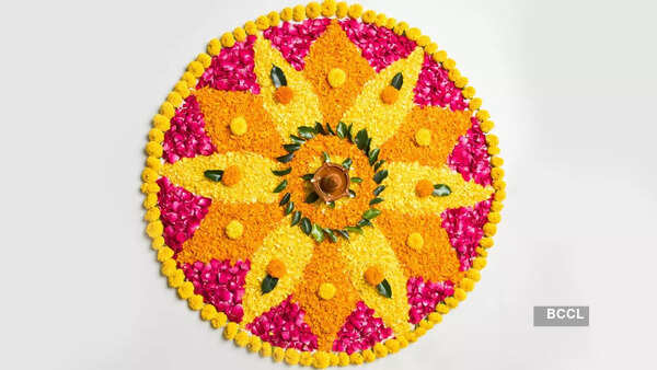 Diwali 2023: Eco-friendly rangoli design ideas made of flowers - Times ...