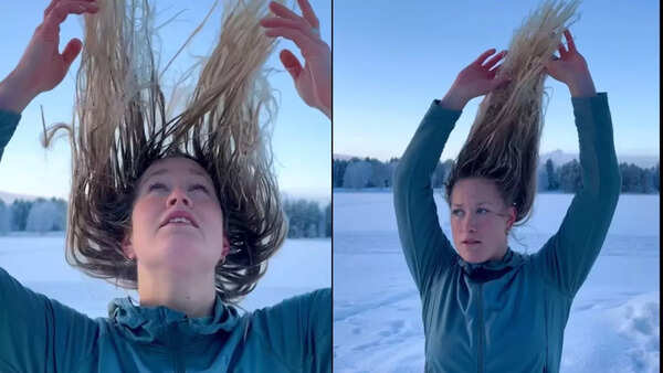 Viral video captures Swedish woman’s hair freeze as temperatures ...
