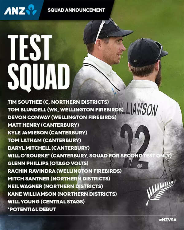 Kane Williamson, Rachin Ravindra in New Zealand Test squad for South ...