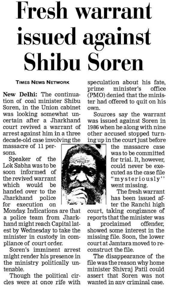 So Ran Soren: When Shibu Soren had ‘vanished’ like son Hemant | India ...