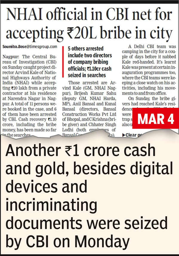 NHAI Officials: CBI Arrests 2 More NHAI Officials, Seizes ₹2cr Cash ...