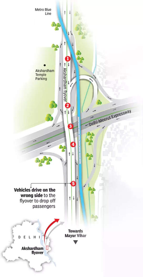 WTH! An interstate bus stop on 8-lane flyover in Delhi | Delhi News ...