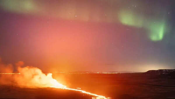 In Pics: Stunning visuals of volcanic eruptions under Northern lights ...