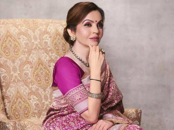 Nita Ambani Sari Look: Nita Ambani's wilderness-inspired Banarasi sari ...