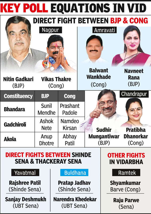Electoral Battle: It’s Bjp Vs Cong & Sena Vs Sena In Vidarbha’s Theatre ...