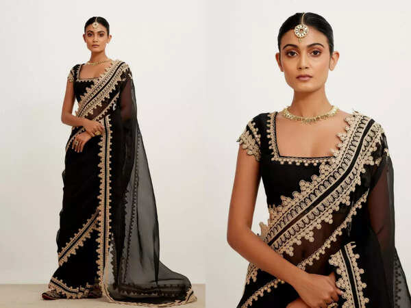 Sara Ali Khan's sheer black sari with ornate dori is perfect for your ...