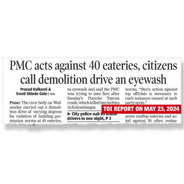 Demolition: PMC resumes action against illegal food joints in Pune | Pune News - Times of India