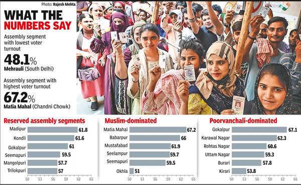 Voter Turnout: Assembly Seats Voter Turnout in Delhi: Matia Mahal Leads ...