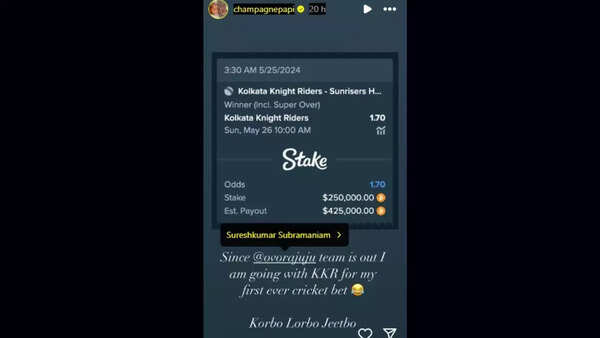 Drake wagers $250,000 on Shah Rukh Khan's KKR in IPL finals | - Times ...