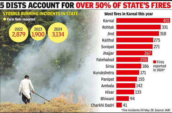 Farm Fires: Farm fires rise across Haryana: Increase from 1,900 last ...