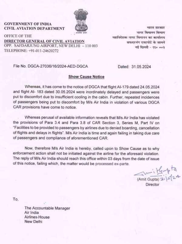 San Francisco flight delays: DGCA issues notice to AI over 'passenger discomfort' | India News ...