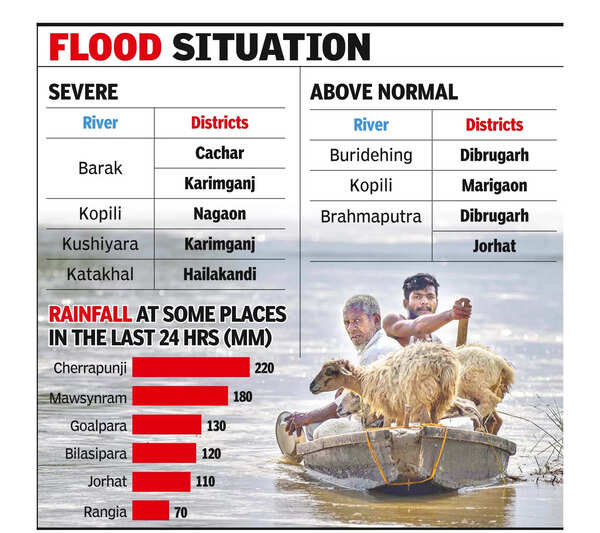 Floods: 'Severe floods' at 5 places in central Assam, Barak Valley ...