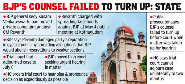 Revanth: Hear BJP petition against Revanth, HC tells trial court | Hyderabad News - Times of India
