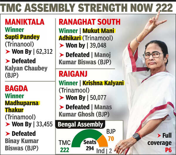 Trinamool Congress: Trinamool Congress Wins All 4 Bypoll Seats in Bengal | Kolkata News - Times ...