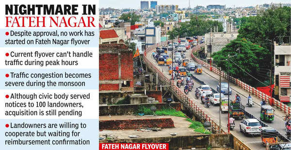 Flyover Delay: Flyover delay at Fateh Nagar causing commuter ...