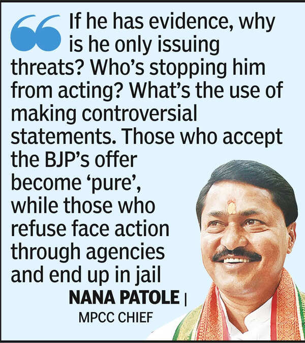 Nana Patole: Nana Patole challenges Devendra Fadnavis to act on evidence | Nagpur News - Times ...