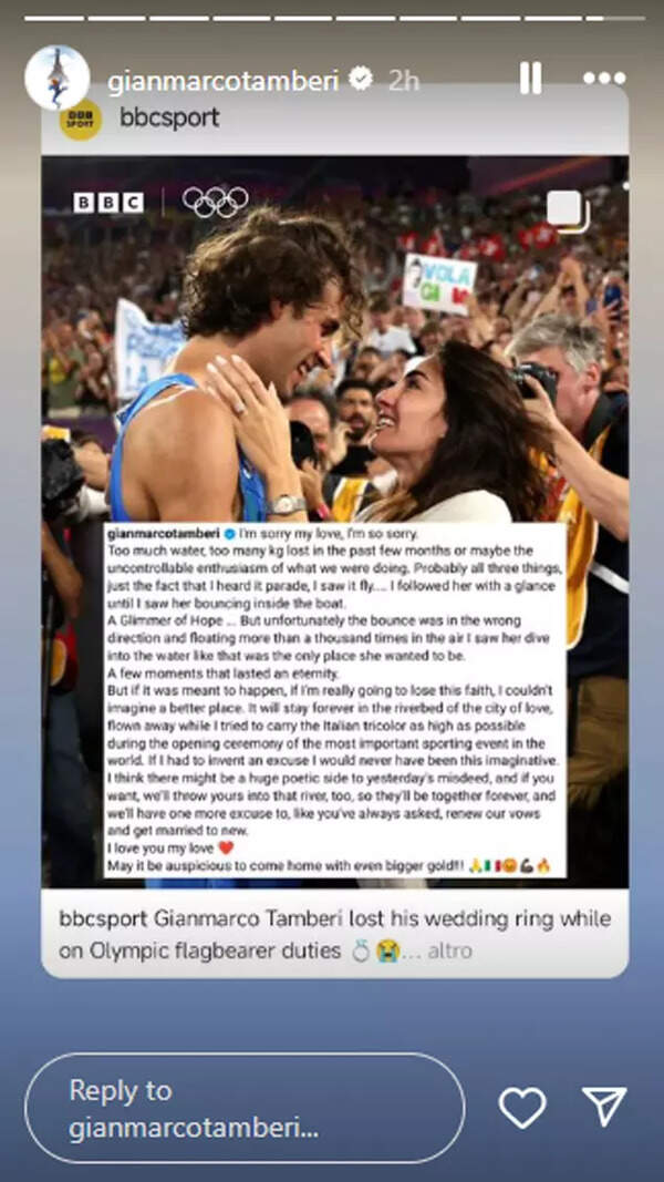 'Sorry my love.' Italy's Olympic flag bearer Tamberi loses his wedding ...
