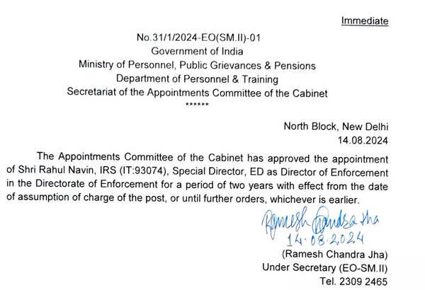 Rahul Navin appointed as director of Enforcement Directorate | India ...