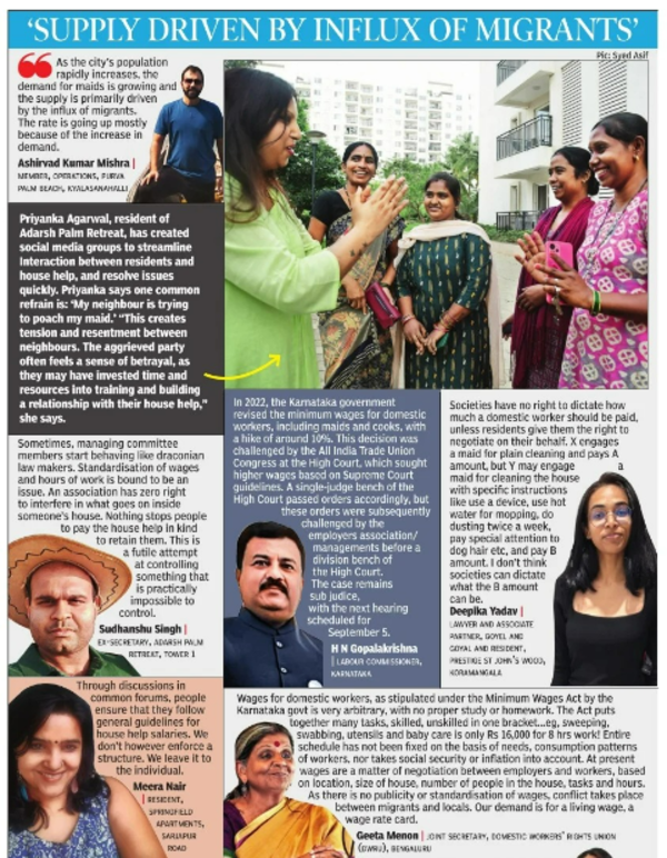 House Help Wage Disputes in Bengaluru: RWAs vs. Domestic Workers Amid ...