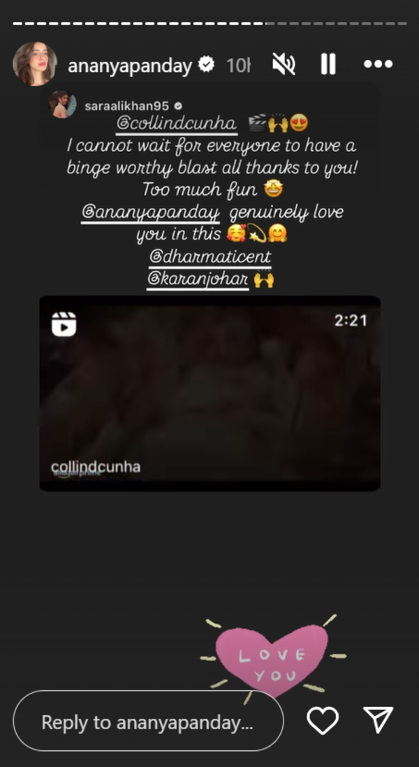 Ananya Panday's BFF Sara Ali Khan reacts to her 'Call Me Bae' trailer: '.. genuinely love you in ...