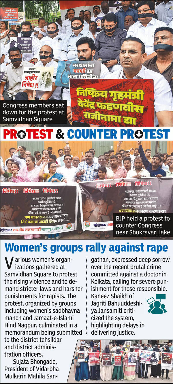 Protest: MVA Silent Protest Against Badlapur Tragedy | Nagpur News ...