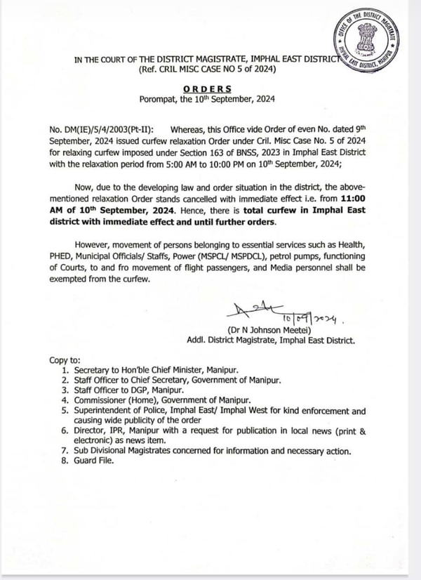 Manipur violence: Curfew imposed in 3 districts - Imphal East, Imphal ...