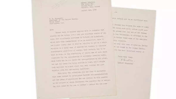 Albert Einstein's atomic bomb warning letter sells for Rs. 32.7 crore ...