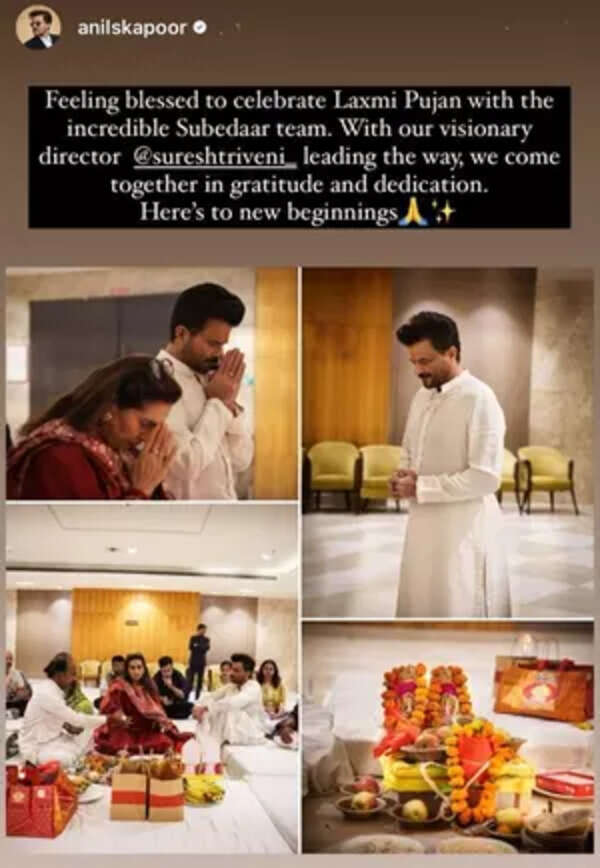 Anil Kapoor shares glimpse from Laxmi Puja with 'Subedaar' team | Hindi ...