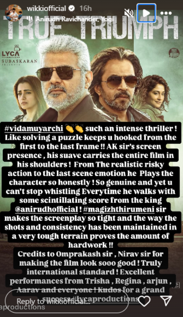 Vignesh Shivan praises Ajith Kumar's 'Vidaamuyarchi'; Says, 'Like ...