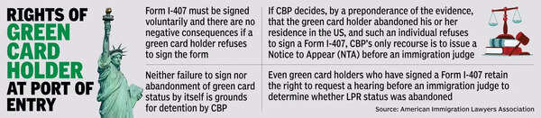 US border officials target senior green card holders - Times of India