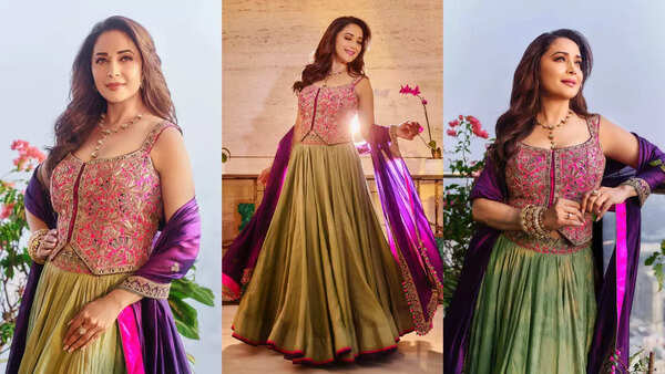 Madhuri Dixit vs Shilpa Shetty in Puneet Balana lehengas: Who wore it better? | - The Times of India