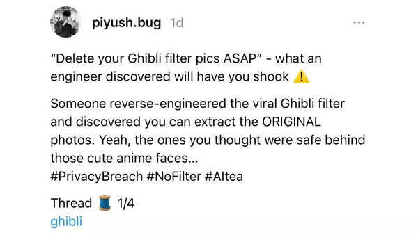 Ghibli trend gone wrong? Viral post claims AI filters can reveal ...