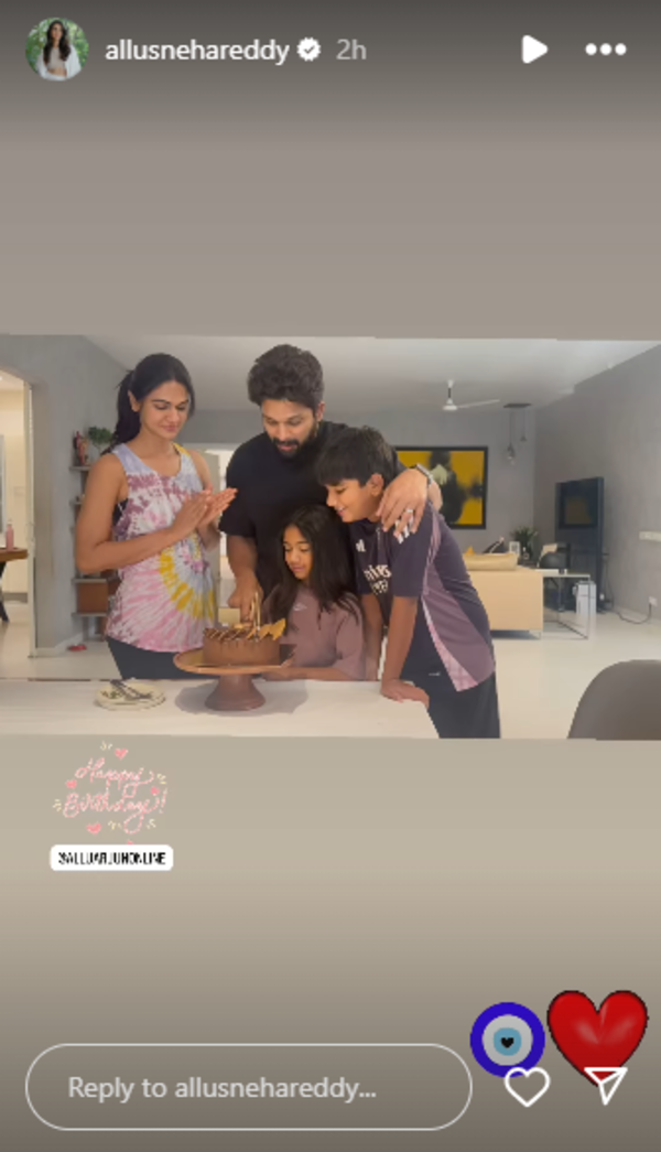 Allu Arjun celebrates 43rd birthday with Sneha Reddy and kids | - The ...