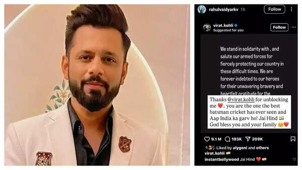 Rahul Vaidya ends feud with Virat Kohli, thanks Indian cricketer for unblocking him on Instagram ...