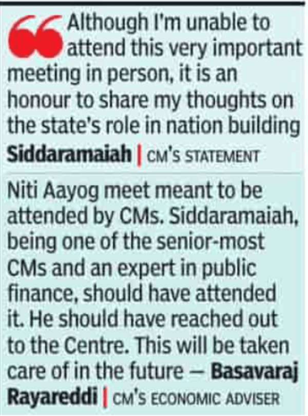 CM Siddaramaiah: Karnataka CM misses Niti Aayog meet; no representative sent to read his speech ...