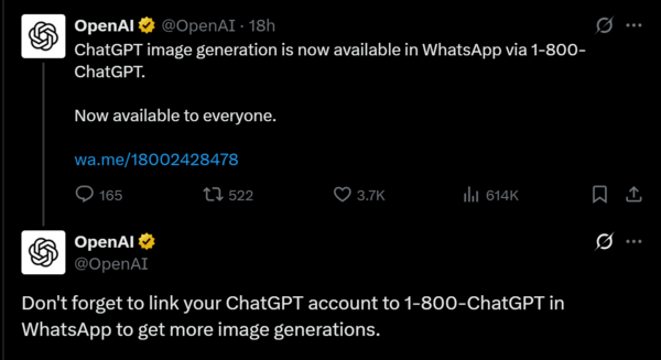 ChatGPT's photo generation feature is now available on WhatsApp: Step ...