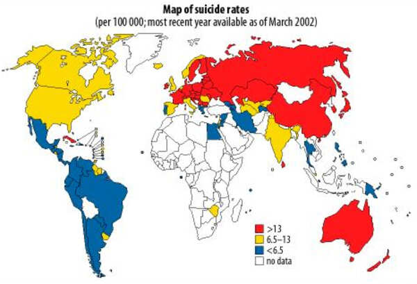 Map of suicide rates - Times of India