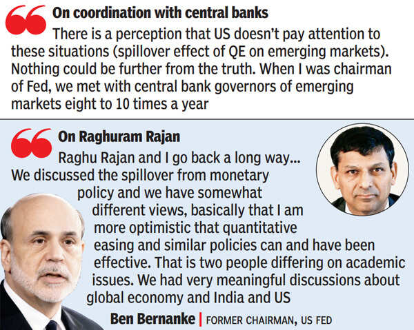 Ben Bernanke rejects Rajan's charge on QE impact - Times of India