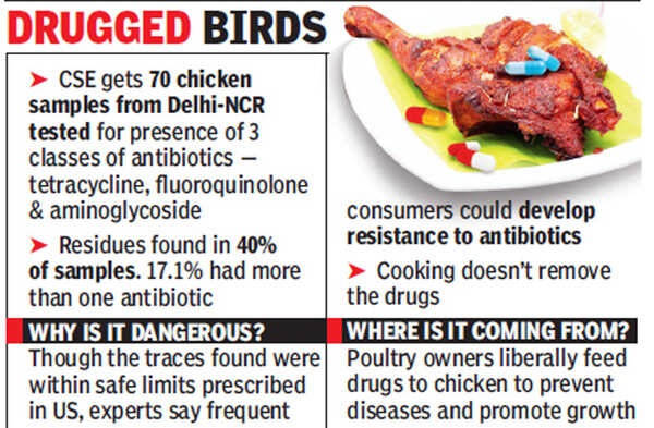 CSE: Eating chicken could make you immune to antibiotics - The Times of ...