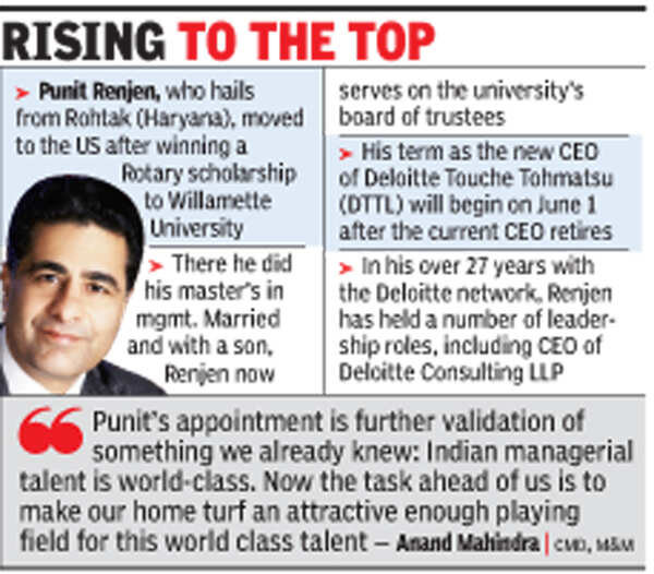 Deloitte names Punit Renjen CEO of global operations - Times of India