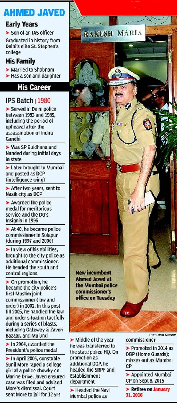 In hurried move, CM upgraded CP post to DG rank to fit Javed | Mumbai News - Times of India