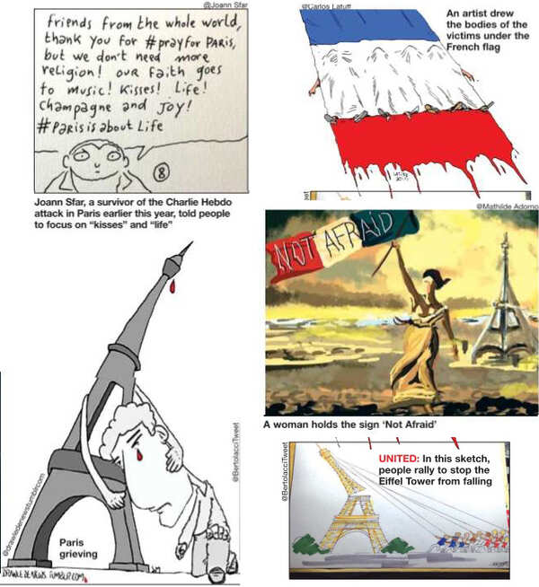 Cartoonists post tributes to the Paris attack victims - Times of India